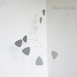 Grey Hanging Mobile, Gray Mobile, Kinetic , 8 Elements, Neutral Color ...