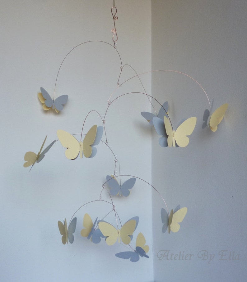 Grey Yellow Butterfly Mobiles Kinetic Mobile Hanging Mobile - Etsy