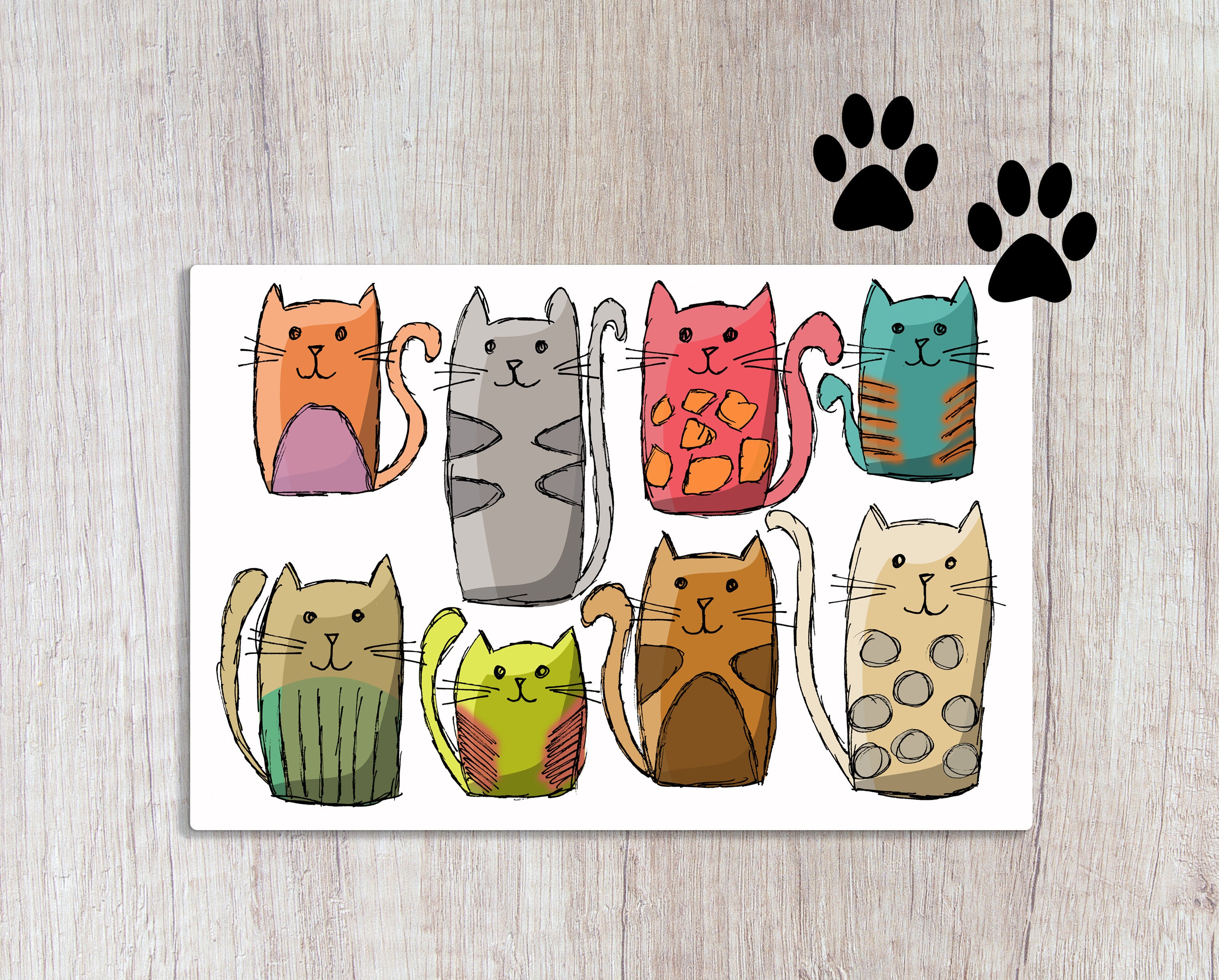 Cartoon Cats Pet Food Mat, Pet Accessory, Cat Lover - Etsy