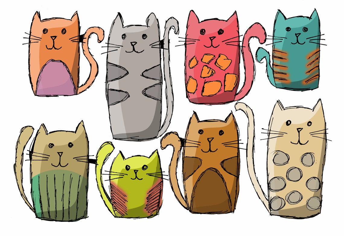 Cartoon Cats Pet Food Mat, Pet Accessory, Cat Lover - Etsy