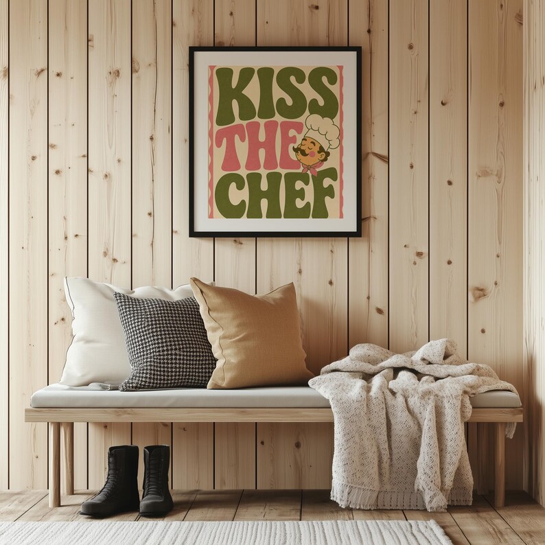 Retro Chef Poster, Charming Kitchen Vintage Style Art With 70s Theme ...
