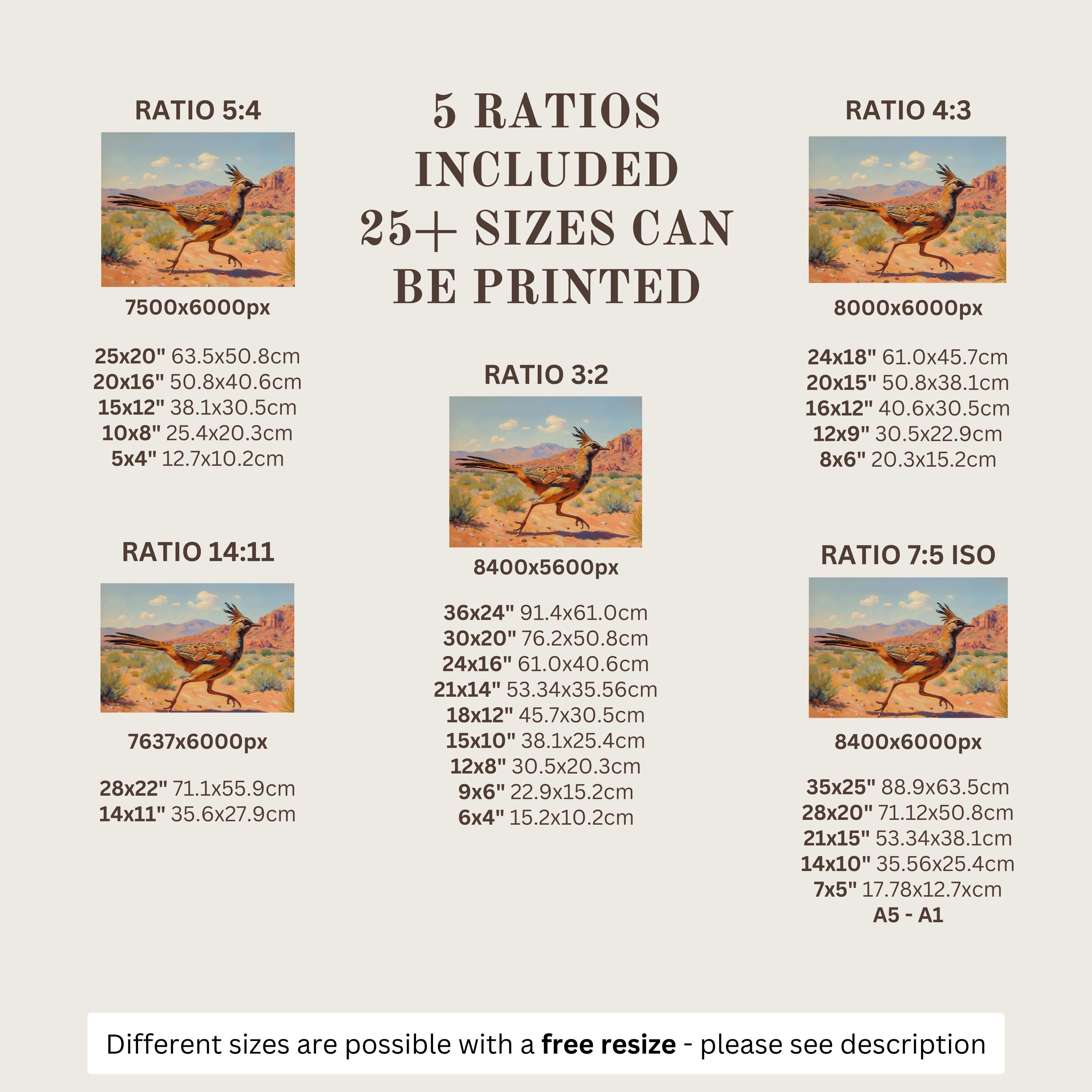 Rustic Printable Roadrunner in Desert, Warm Southwestern Landscape Wall ...