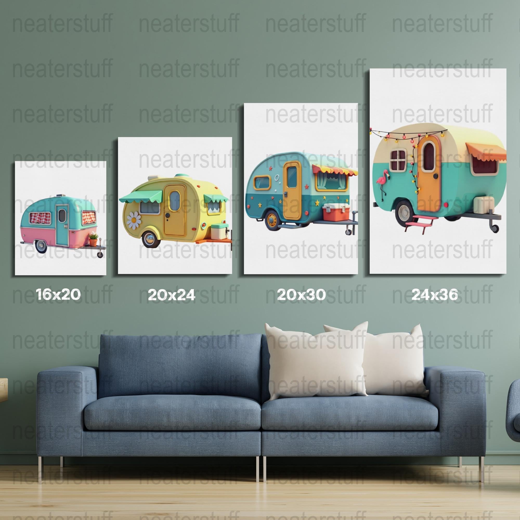 Cute Teardrop Trailer Clipart Bundle, Retro Camper Graphics, Vintage RV ...