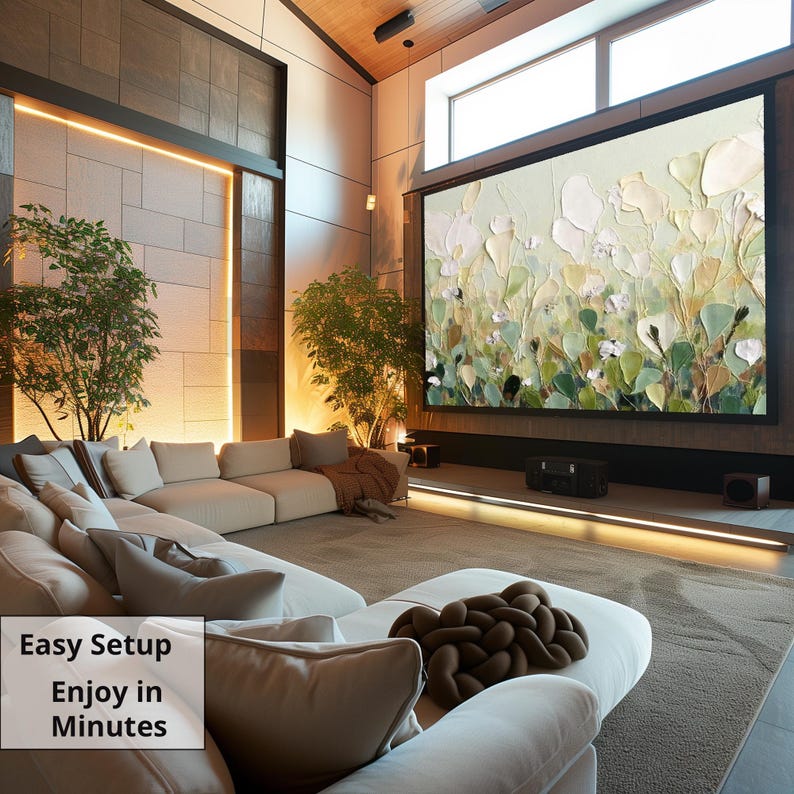 Neutral Wildflower Frame TV Art, Textured Botanical TV Art, Spring ...