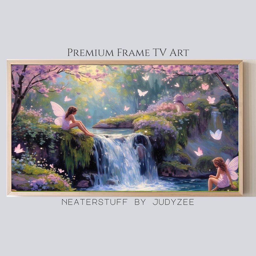 Rustic Fairyland Frame TV Art, Cute Fantasy Fairy Painting, Dreamy ...