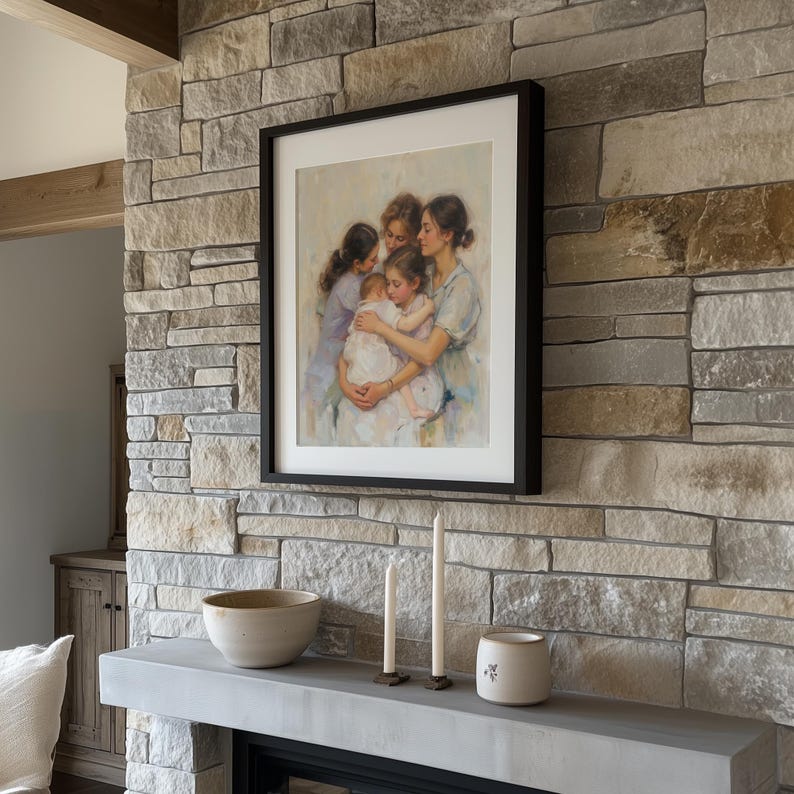 Family Portrait Printable Wall Art, Vintage Illustration of Mother ...