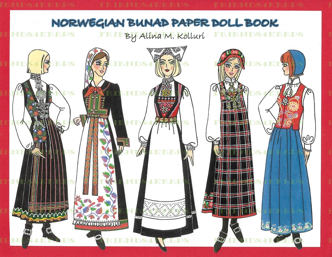 Printable 8-page NORWEGIAN BUNAD Folk Costumes of Norway Digital Paper ...