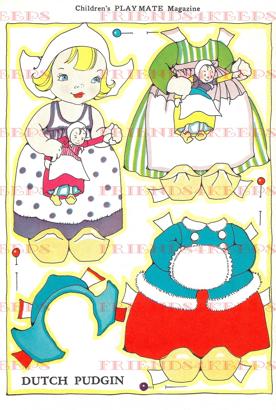 DUTCH PUDGIN Folk Costumes of Holland Vintage Printable Paper Doll ...