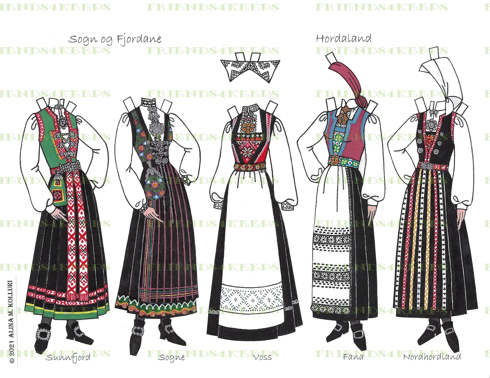 Printable 8-page NORWEGIAN BUNAD Folk Costumes of Norway Digital Paper ...