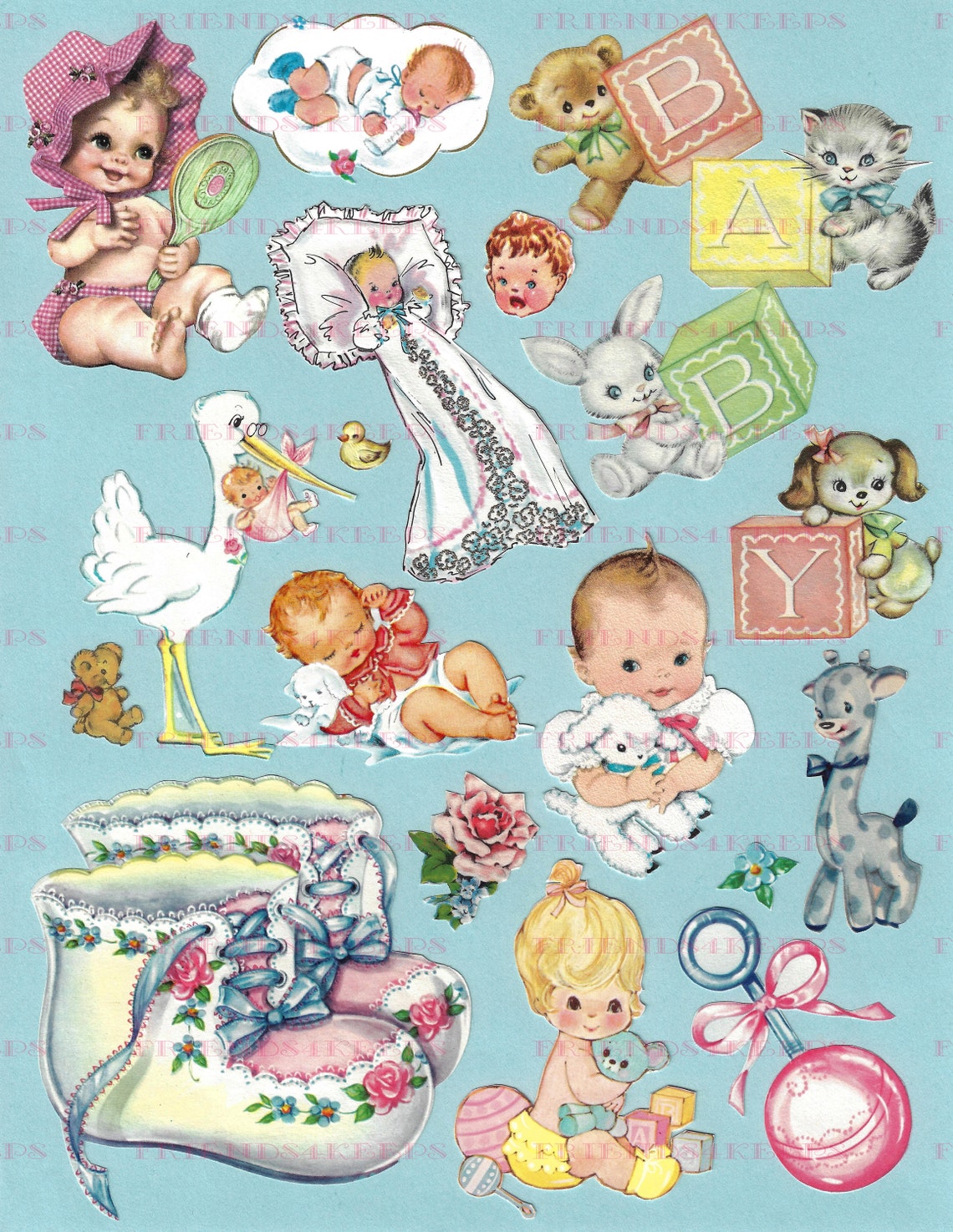 INSTANT DOWNLOAD4 Baby Collage Sheets35 Lovely Clip Art | Etsy