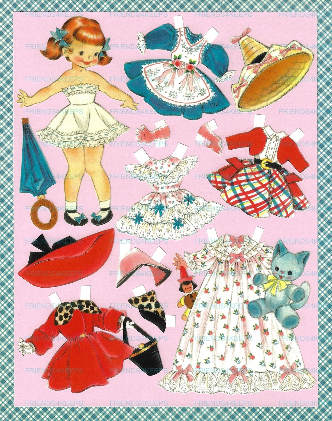 Printable VINTAGE ADAPTATION of 1950s Paper Doll Instant Digital ...