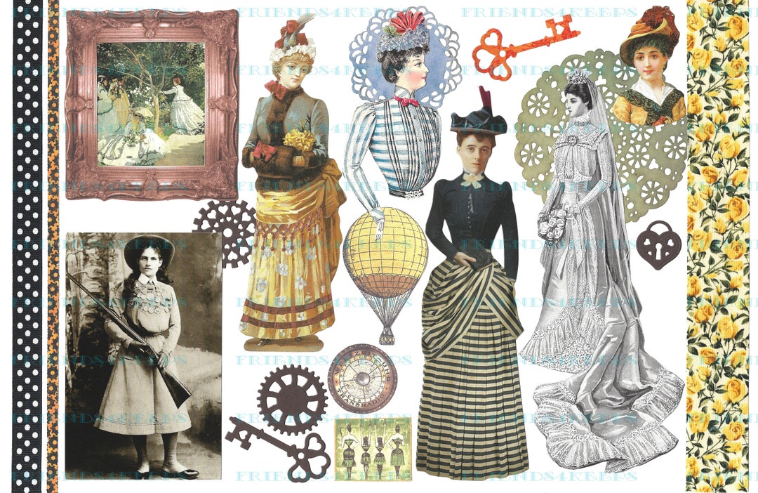 5 Printable Collage Sheets--victorian / STEAMPUNK Themed Vintage Images ...