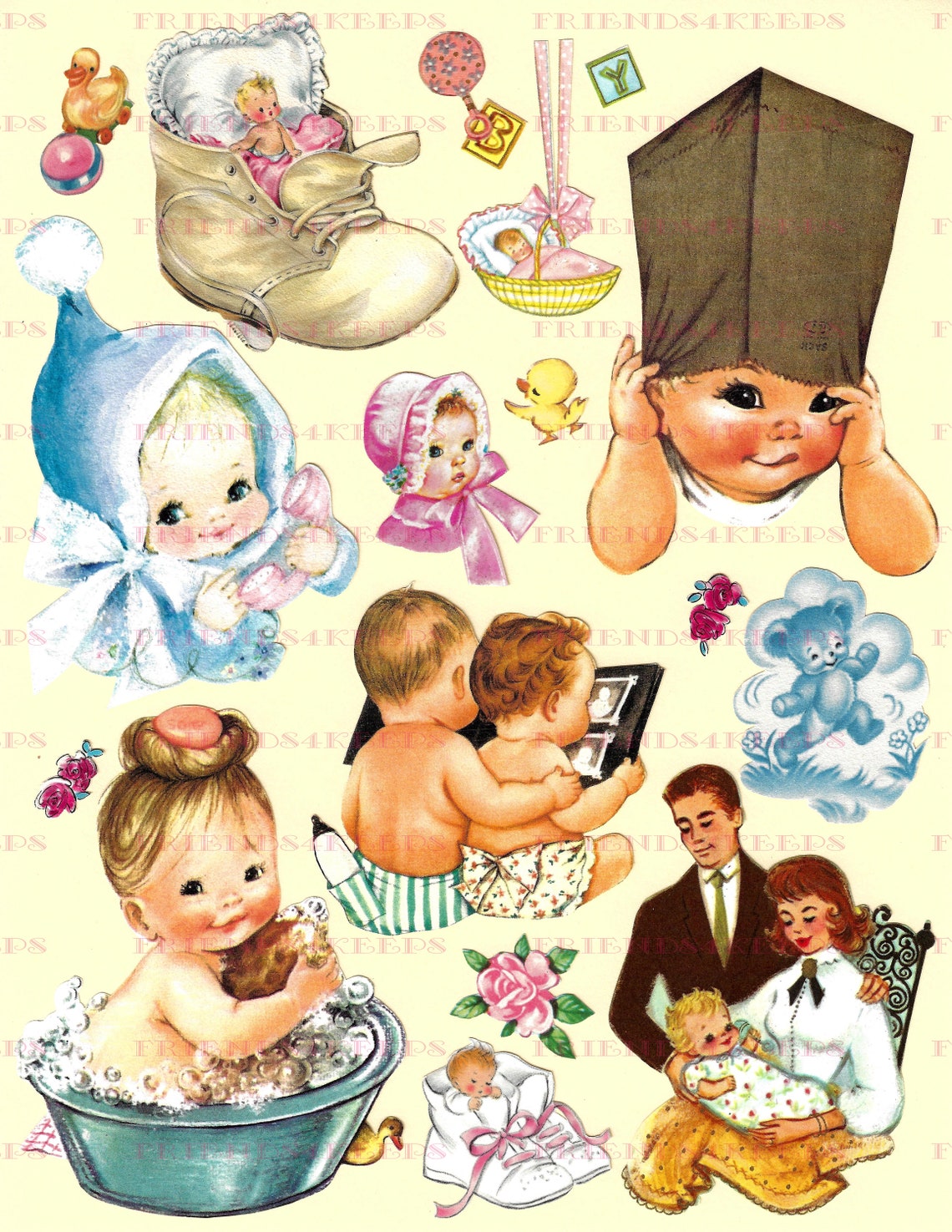 INSTANT DOWNLOAD4 Baby Collage Sheets35 Lovely Clip Art | Etsy