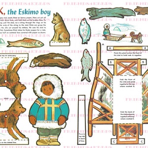 INSTANT DOWNLOAD Lot of 5 Vintage Printable Sets of ESKIMO Life, Paper ...