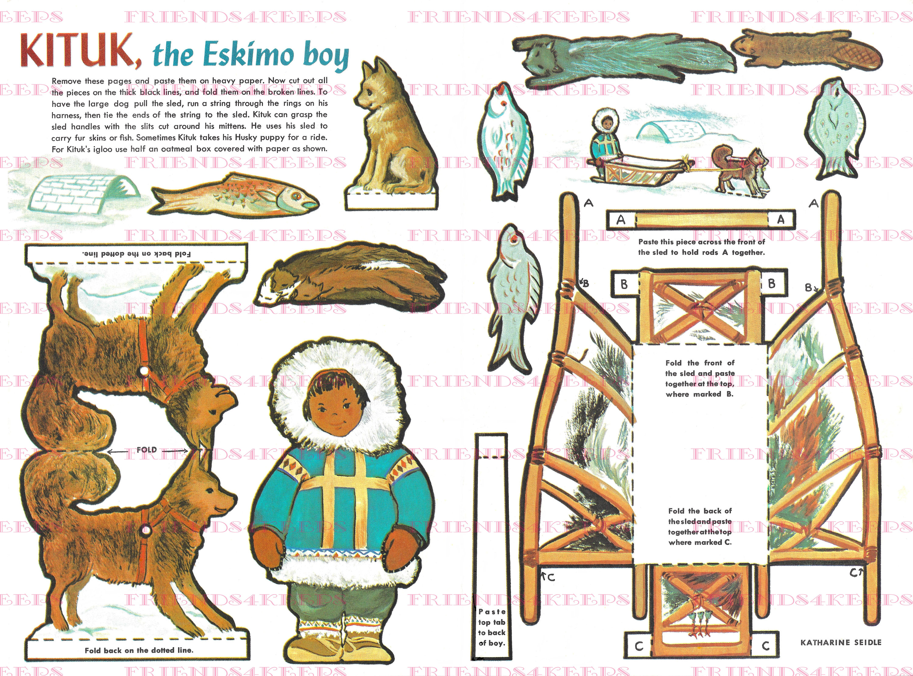 INSTANT DOWNLOAD Lot of 5 Vintage Printable Sets of ESKIMO - Etsy