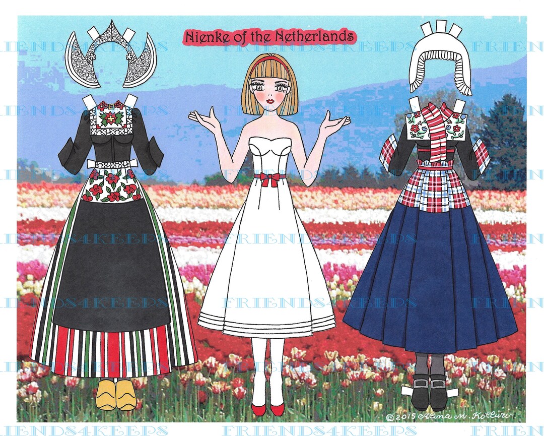 Printable DUTCH COSTUMES Netherlands Paper Doll Instant Digital ...