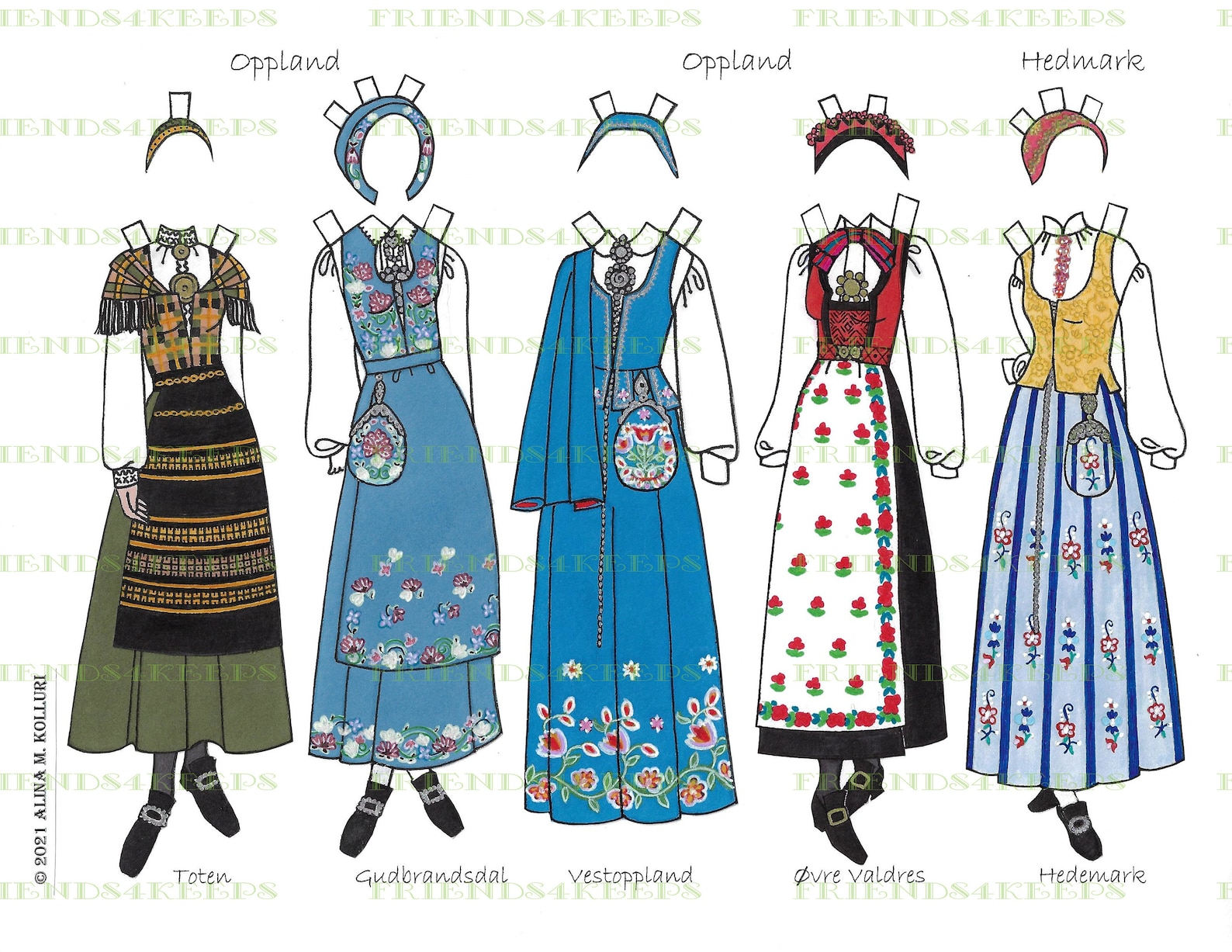 Printable 8-page NORWEGIAN BUNAD Folk Costumes of Norway Digital Paper ...