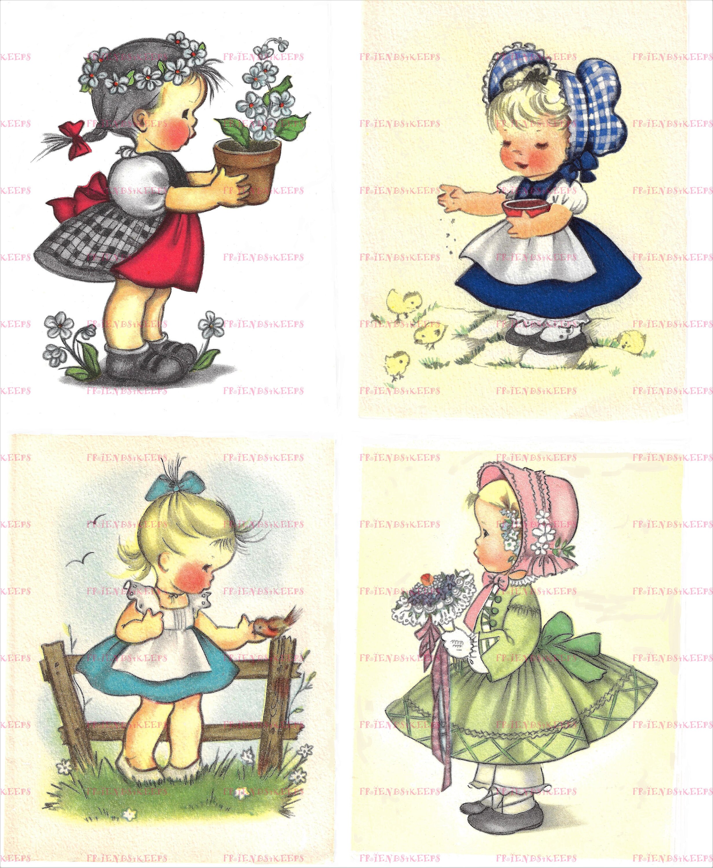 INSTANT DOWNLOAD 8 Cute Girls Printable Greeting Card Front - Etsy UK