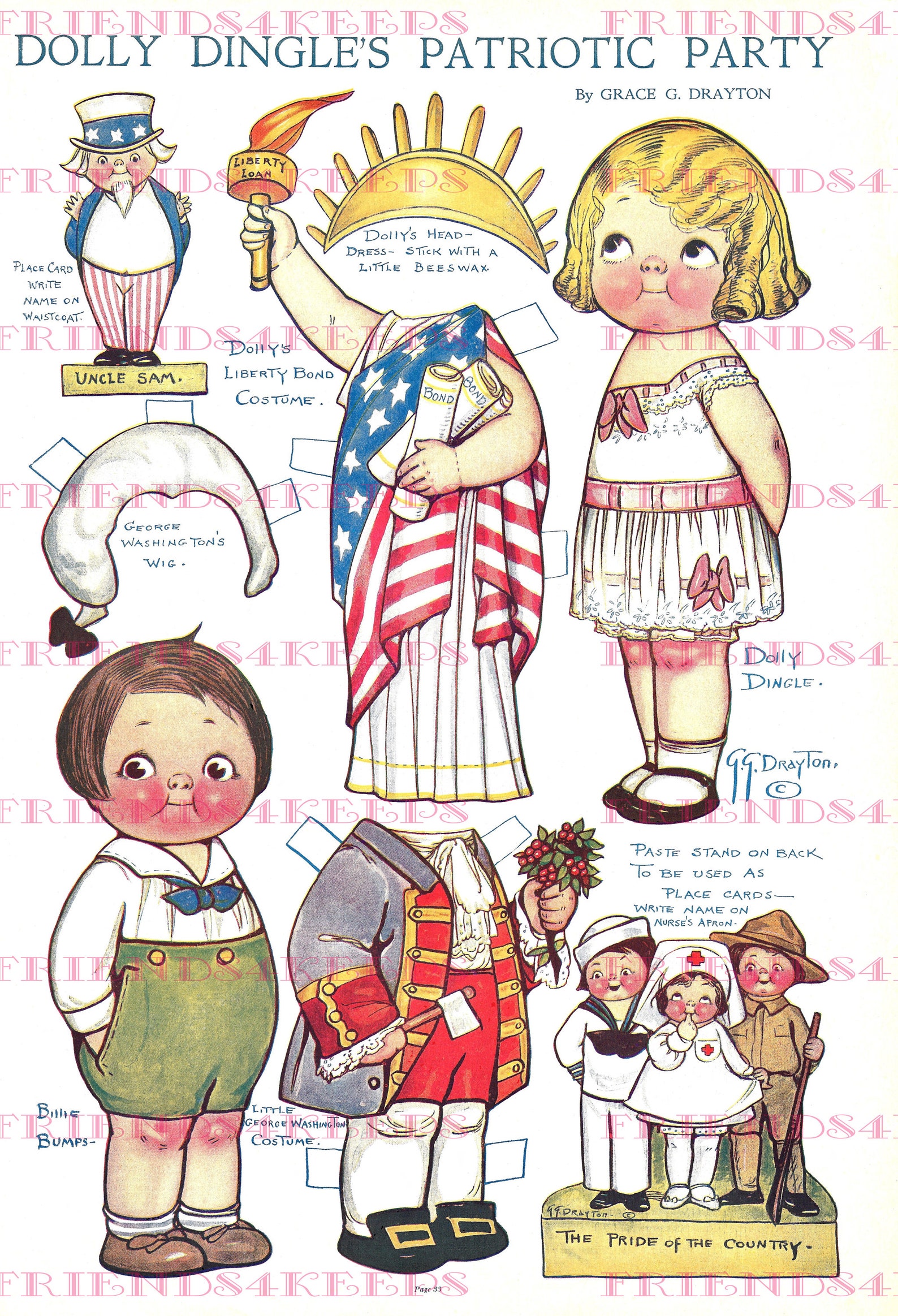 Lot of 5 PATRIOTIC George Washington Uncle Sam and Liberty 4th of July ...