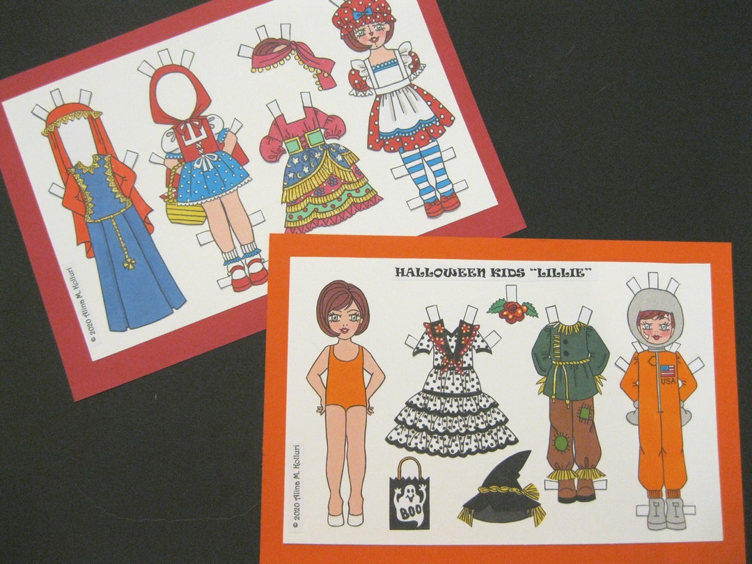Printable HALLOWEEN Paper Doll lillie W/7 Costumes Instant Digital ...