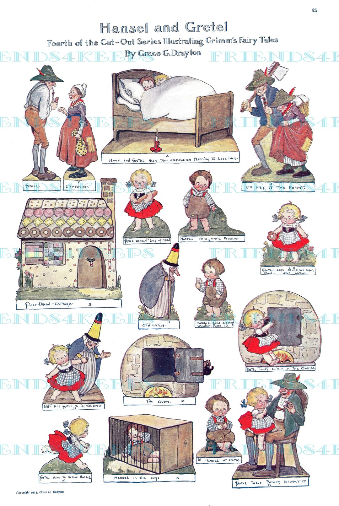 Antique HANSEL AND GRETEL Storybook Printable Paper Doll Digital ...