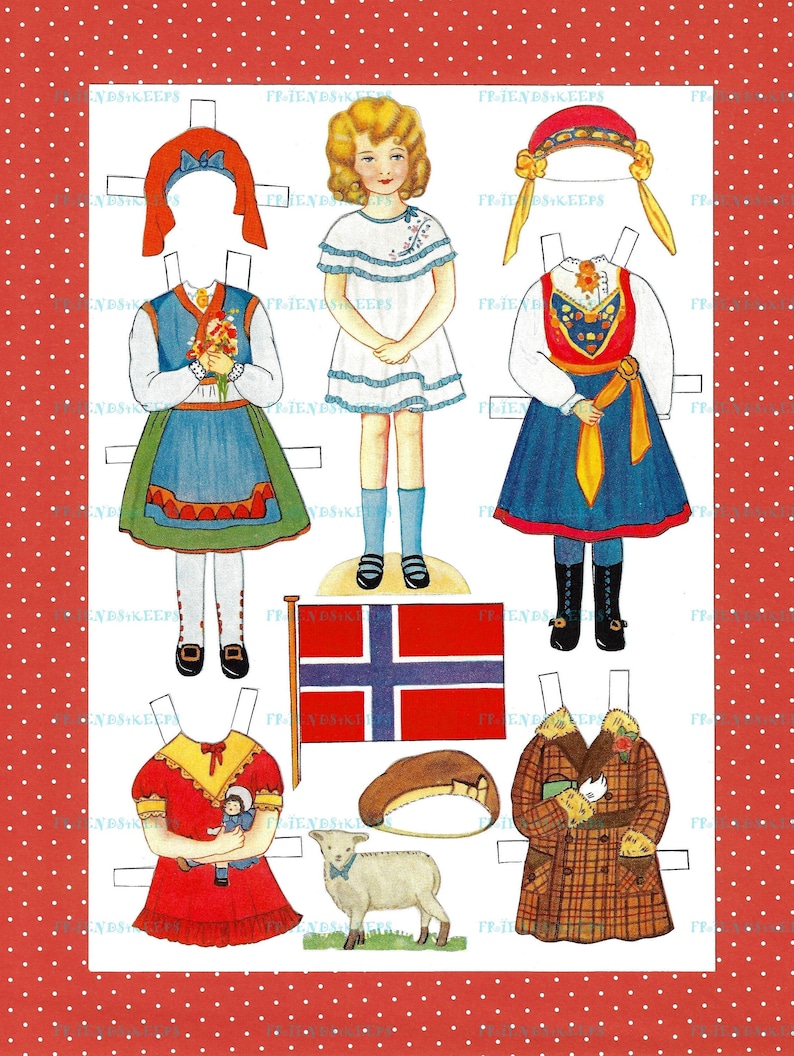 Printable VINTAGE ADAPTATION of 1930s Norwegian Girl Paper - Etsy