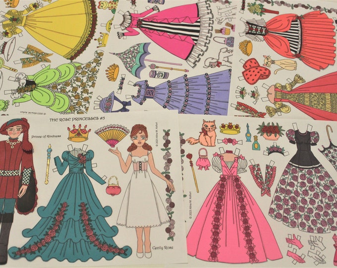 DIY Folky Fairy Tale Princess Dolls, 8 Articulated Paper Art Dolls ...