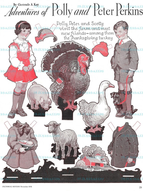 NEW Printable Vintage THANKSGIVING Polly and Peter Perkins - Etsy