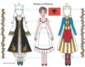Printable ISRAELI COSTUMES Paper Doll by Artist Alina Kolluri | Etsy