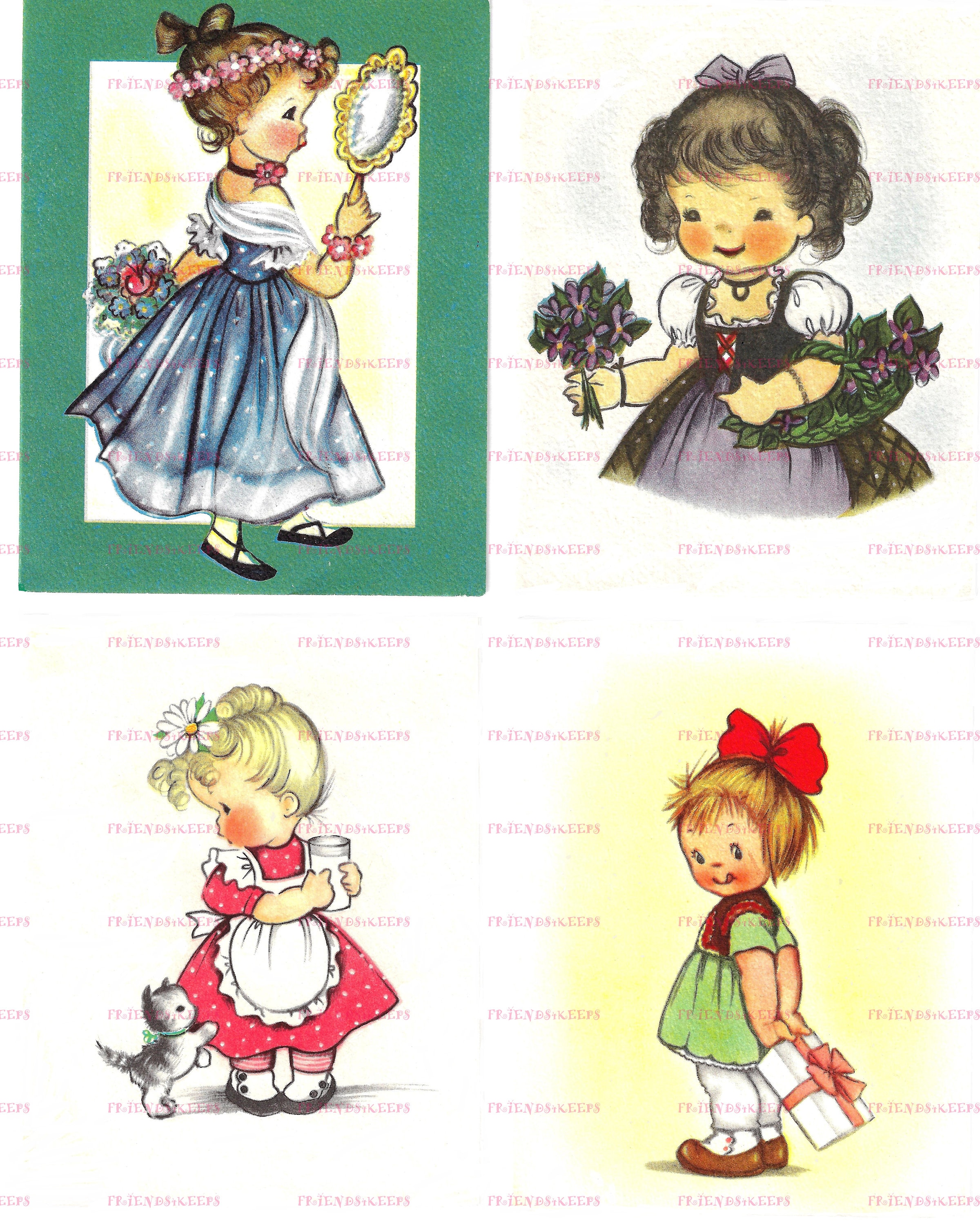 INSTANT DOWNLOAD 8 Cute Girls Printable Greeting Card Front - Etsy UK