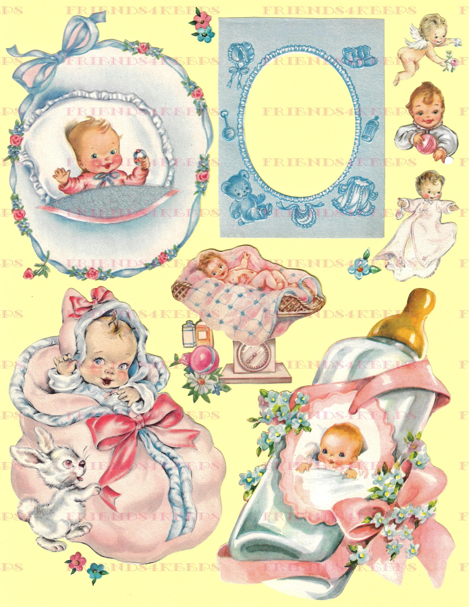 INSTANT DOWNLOAD4 Baby Collage Sheets35 Lovely Clip Art | Etsy