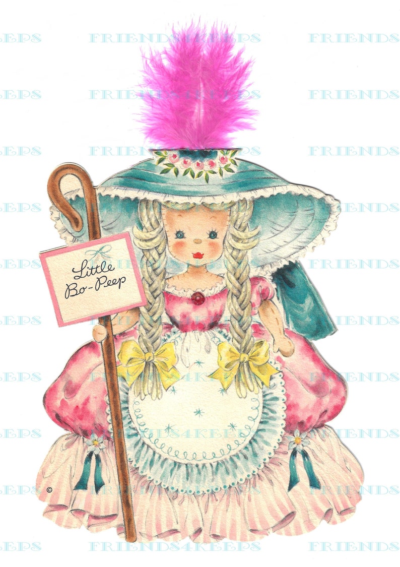 LITTLE BO-PEEP Vintage Front-and-back Mother Goose Nursery Rhyme ...