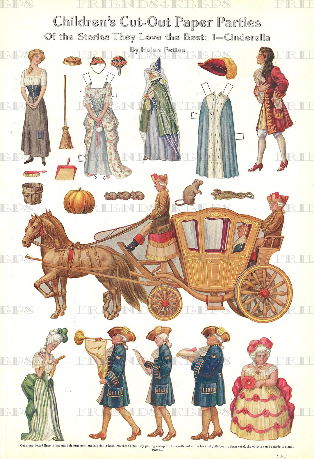 Antique CINDERELLA Fairy Tale Paper Doll Instant Digital Download 300 ...