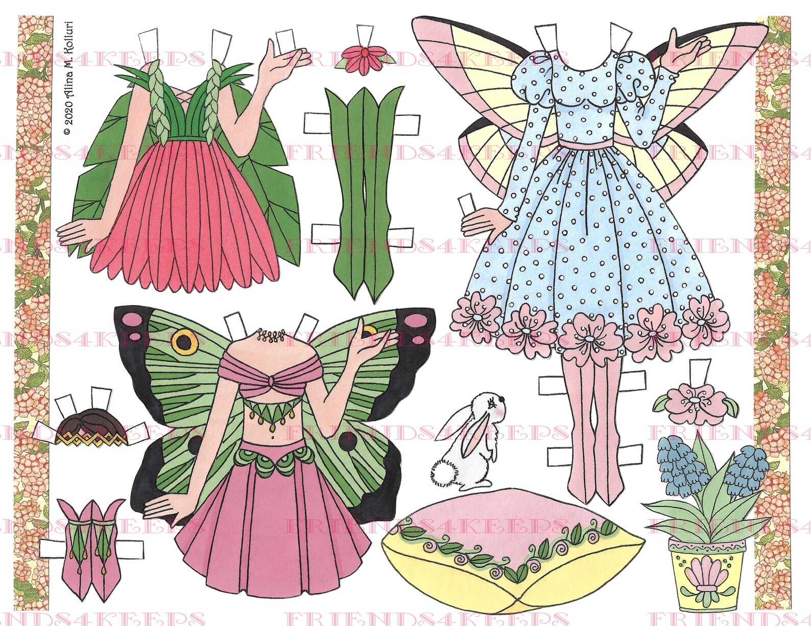 Printable LILY ELF and FAIRY W/ Unicorn Fantasy Paper Doll by - Etsy