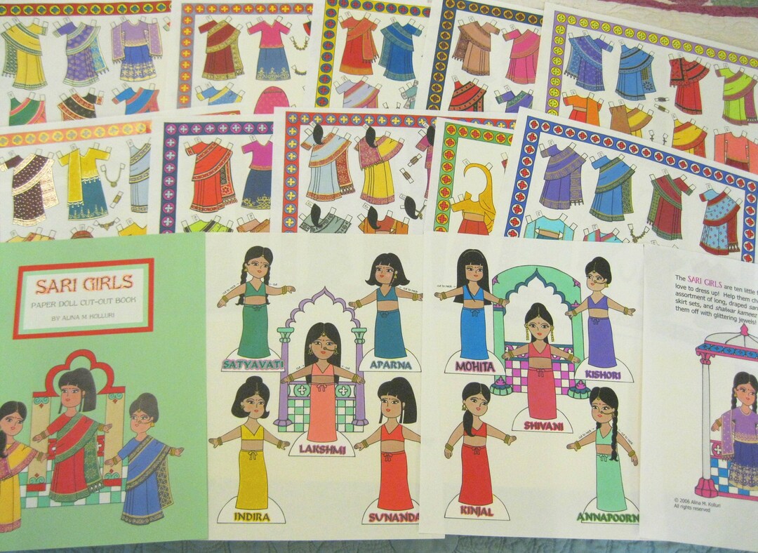 Printable 14-page SARI GIRLS Digital Version of Asian Indian Paper Doll ...
