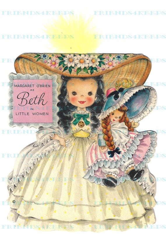 LITTLE WOMEN BETH Printable Vintage Front-and-back Greeting | Etsy