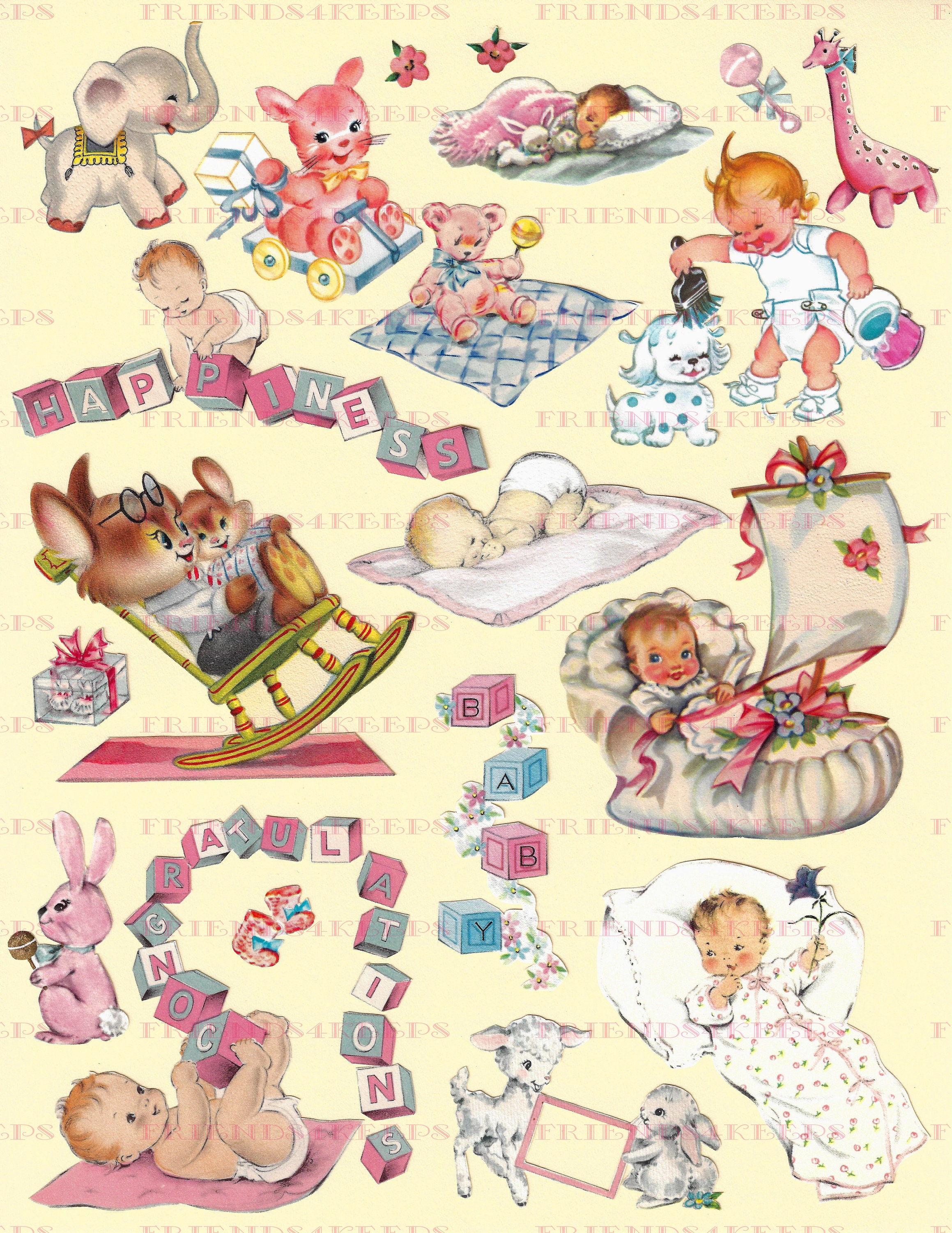 INSTANT DOWNLOAD--3 Collage Sheets--35+ Lovely Clip Art Images of ...