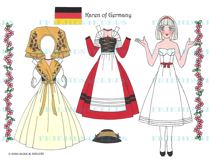Printable GERMAN FOLK COSTUMES Paper Doll Instant Digital Download 1 ...