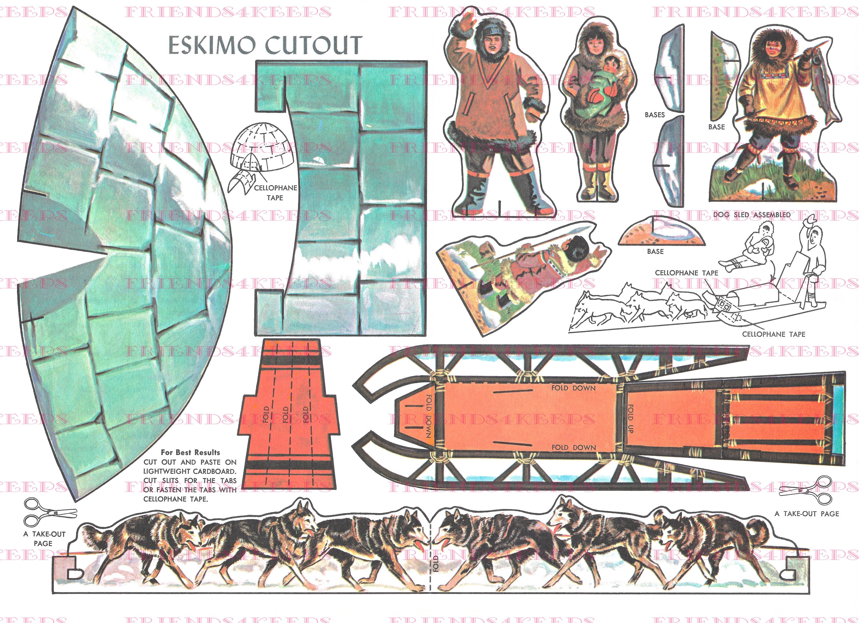 INSTANT DOWNLOAD Lot of 5 Vintage Printable Sets of ESKIMO - Etsy