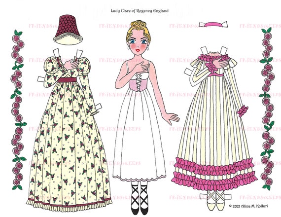 Printable LADY CLARE of Regency England Paper Doll Instant - Etsy