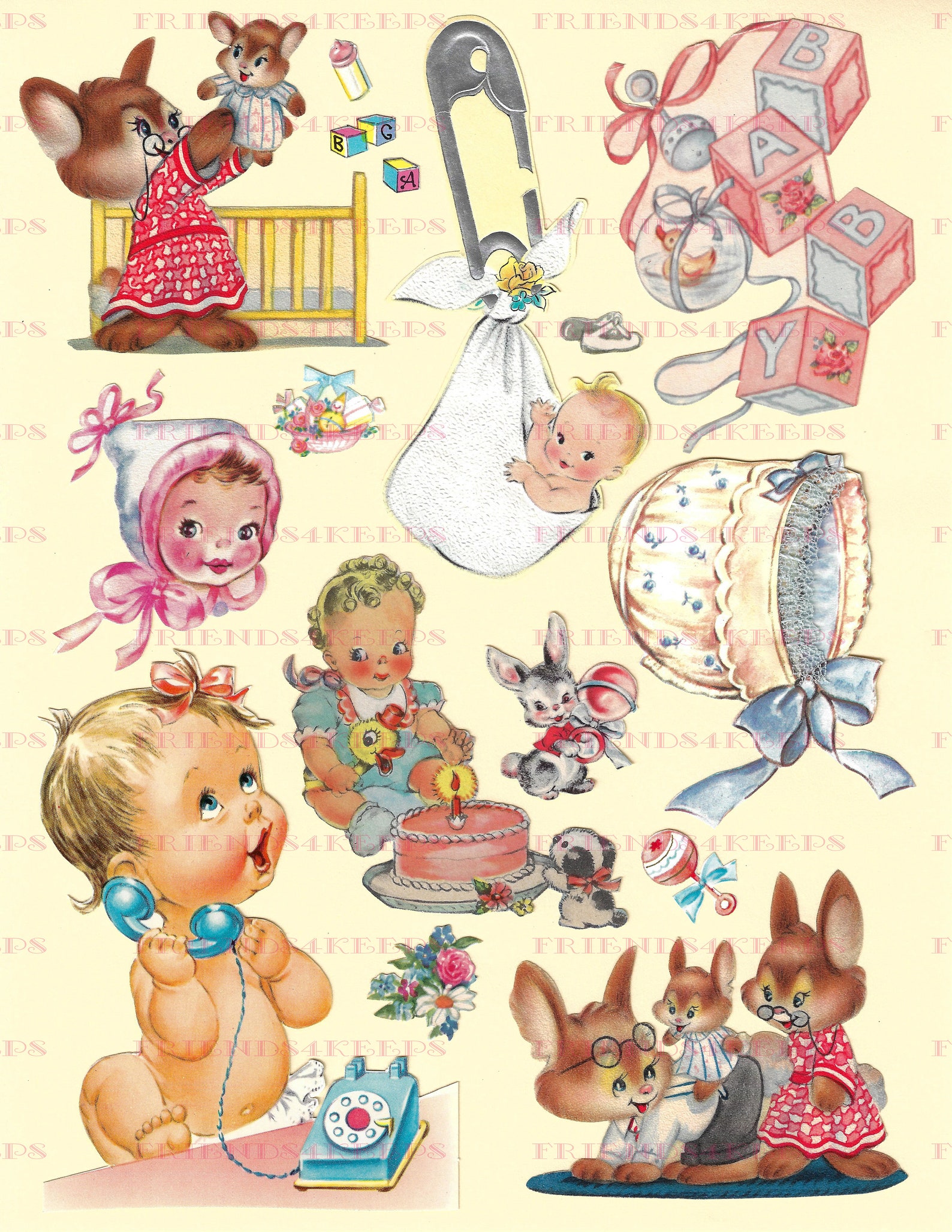 INSTANT DOWNLOAD4 Baby Collage Sheets35 Lovely Clip Art - Etsy