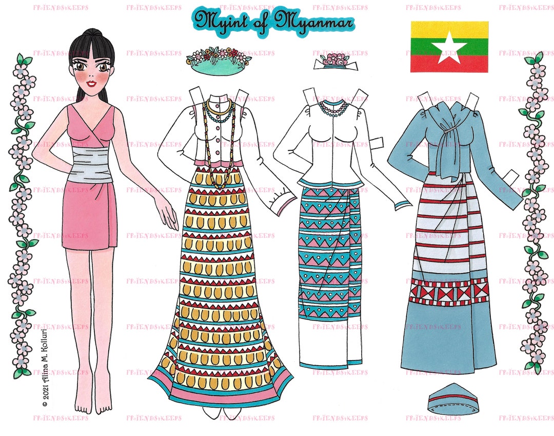 COSTUMES From MYANMAR Burmese Girl Printable Paper Doll Digital ...