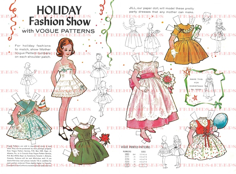Early 1960s PRETTY GIRLS Printable Vintage Paper Doll Sheets--instant ...