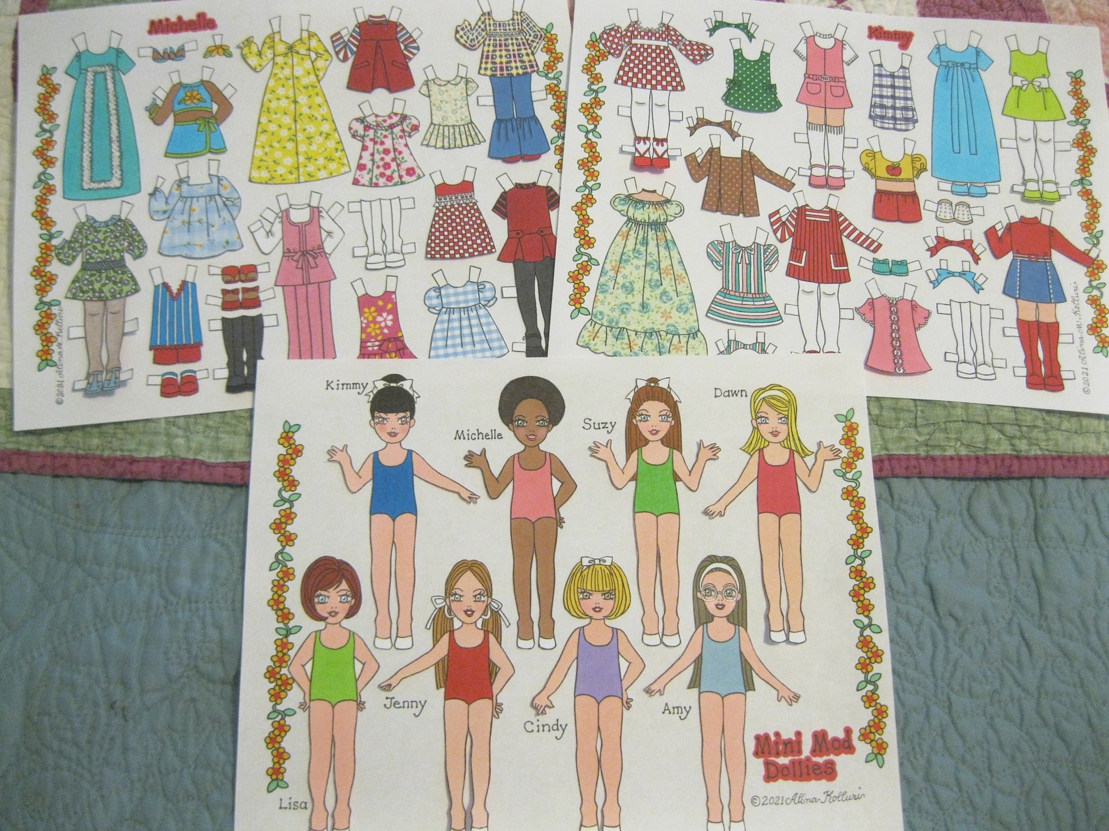 Printable "mini Mod Dollies" 9-page PDF Digital Paper Dolls by Alina ...