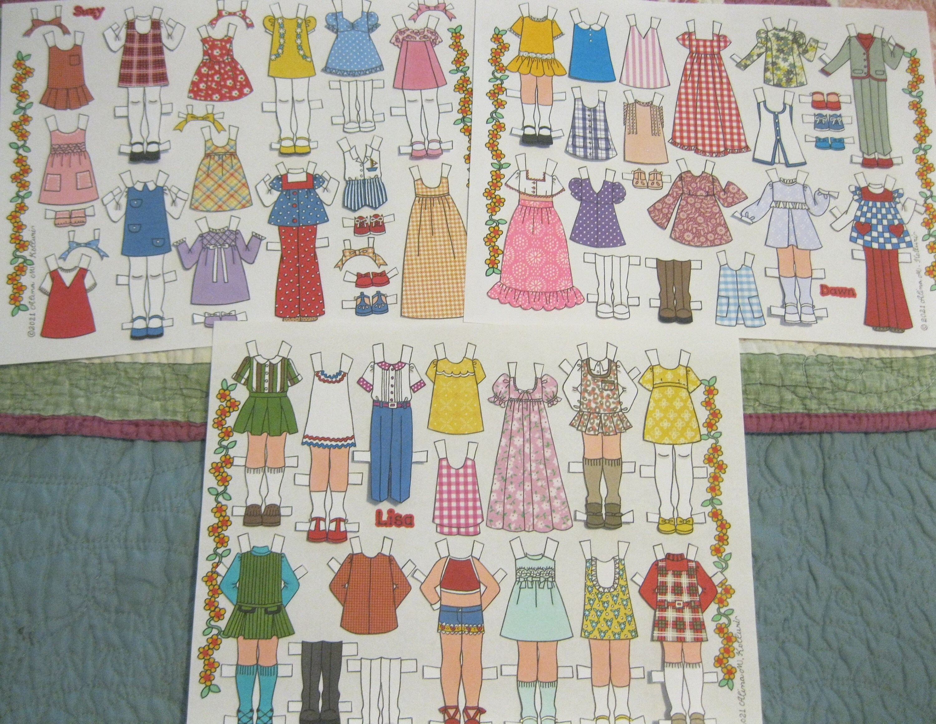 Printable "mini Mod Dollies" 9-page PDF Digital Paper Dolls by Alina ...