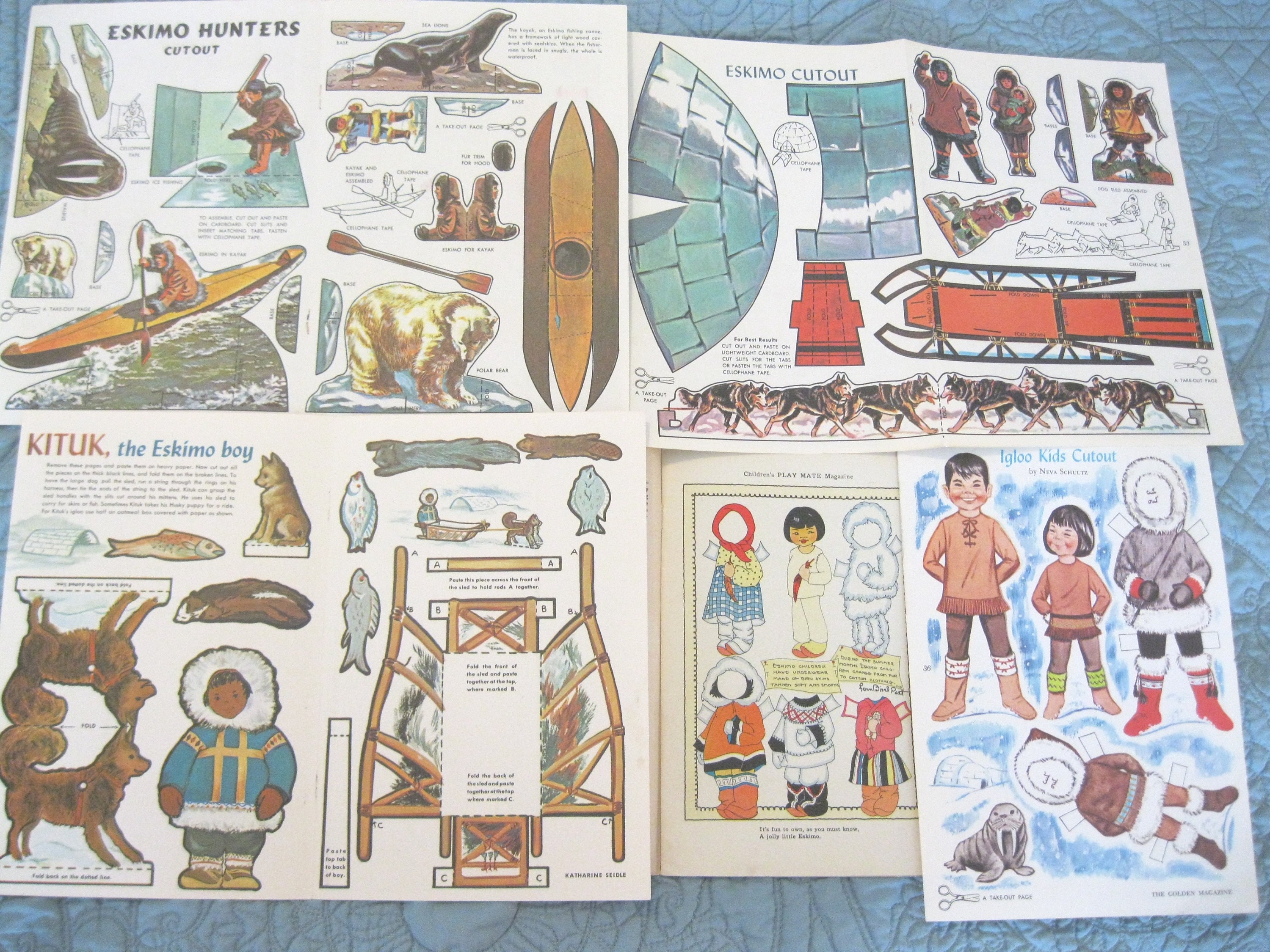 INSTANT DOWNLOAD Lot of 5 Vintage Printable Sets of ESKIMO - Etsy