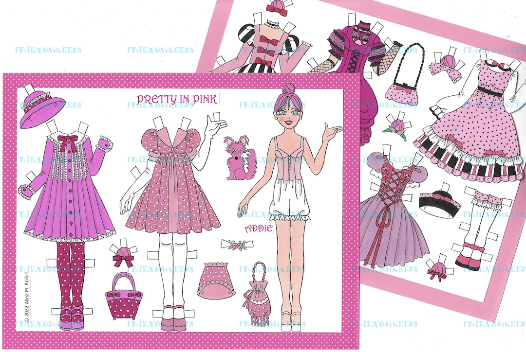 Printable PRETTY IN PINK Paper Doll by Alina Kolluri--colorful Hair ...