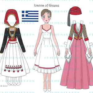 Printable GREEK COSTUMES ioanna Paper Doll Instant - Etsy