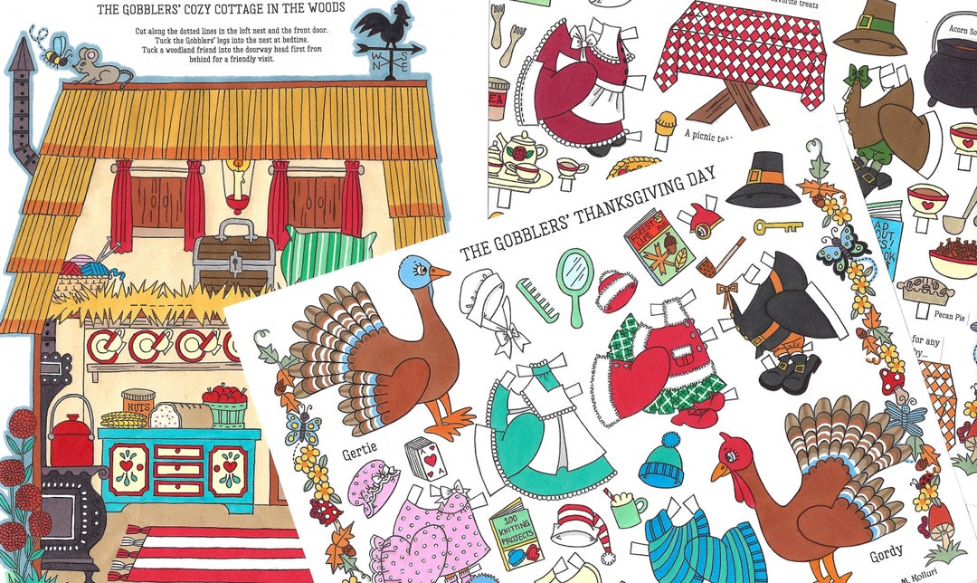 3-page Printable TURKEY Digital Paper Dolls for Thanksgiving by Alina ...
