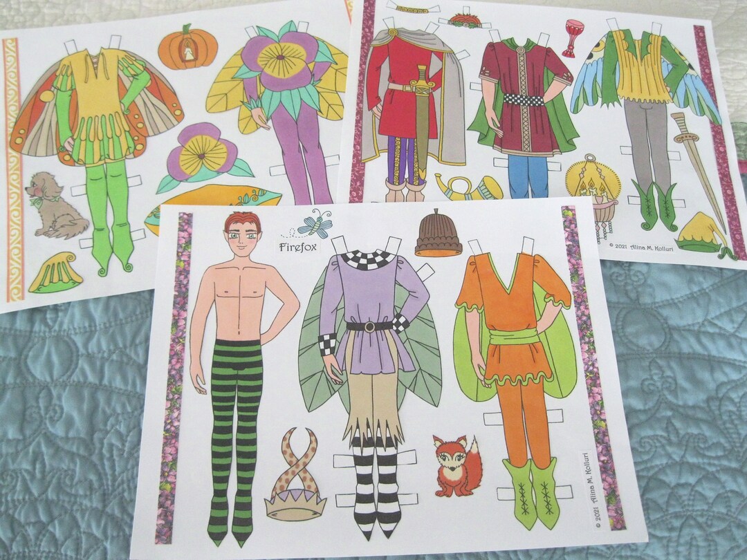 Printable FIREFOX ELF / FAIRY Fantasy Costumes Digital Paper Doll ...